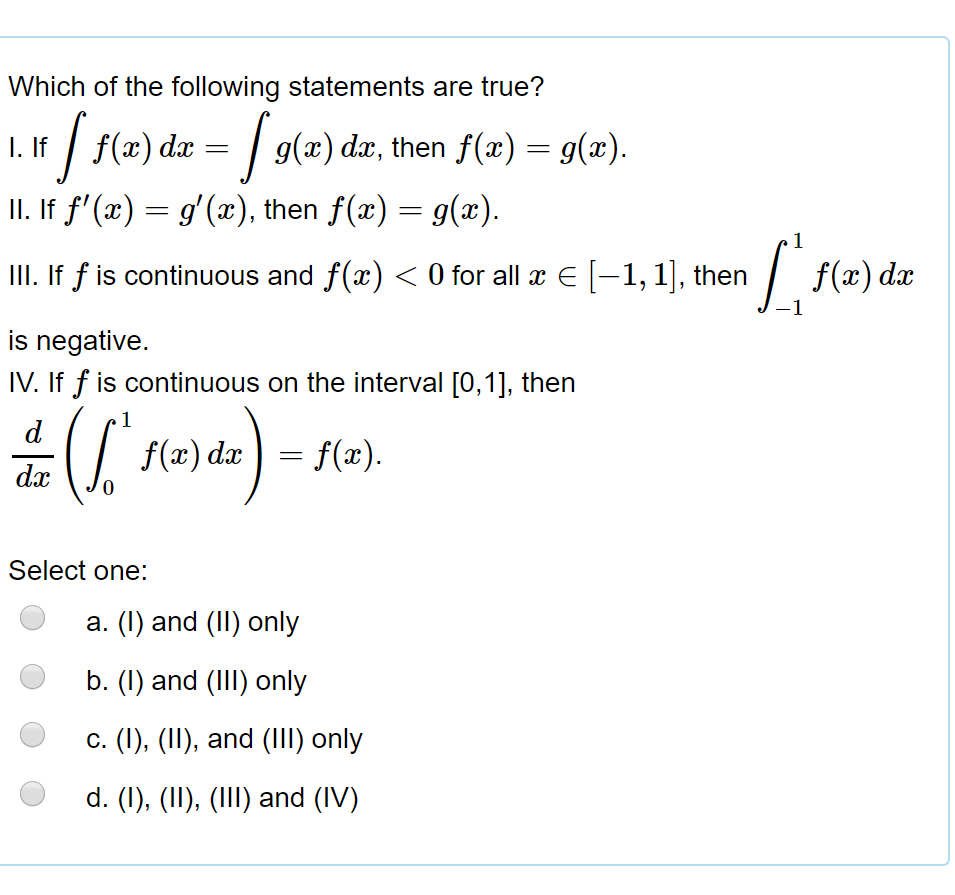 Solved Which of the following statements are true? I. If | Chegg.com