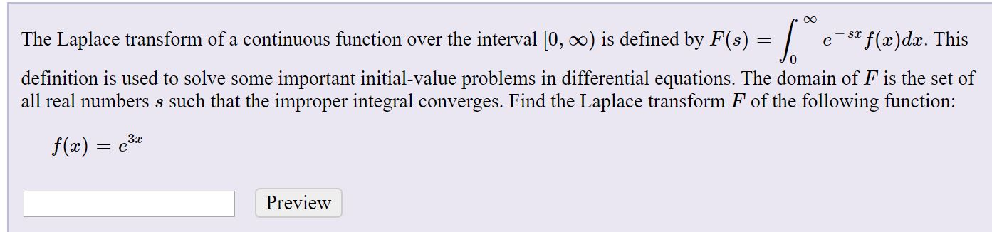 Solved 1 The Laplace transform of a continuous function over | Chegg.com