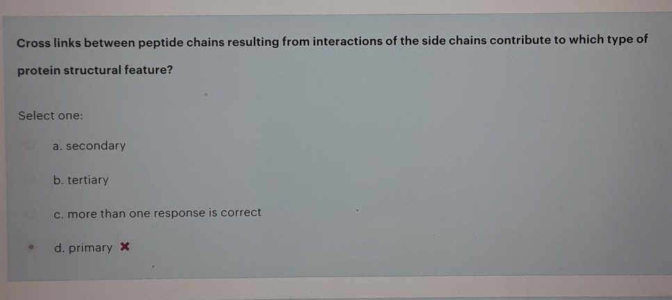 Solved Cross links between peptide chains resulting from | Chegg.com