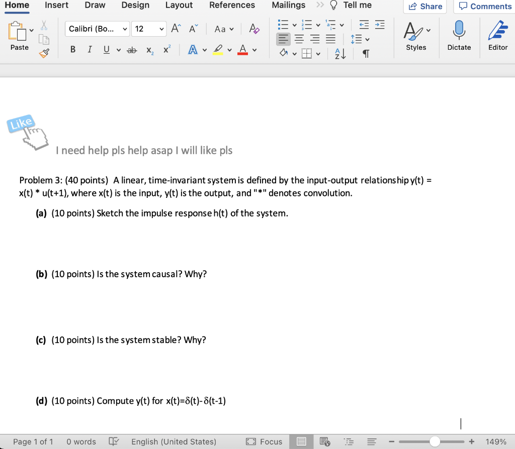 Solved Home Insert Draw Design Layout References Mailings | Chegg.com