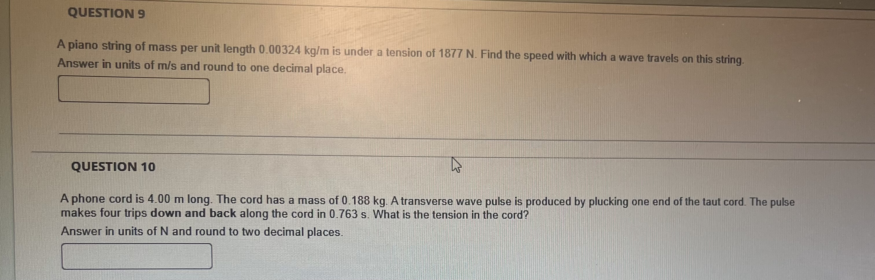 Solved QUESTION 9A piano string of mass per unit length | Chegg.com