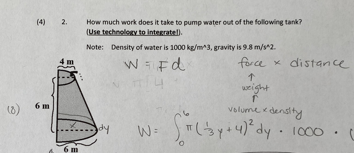 Solved (4) 2. How much work does it take to pump water out | Chegg.com