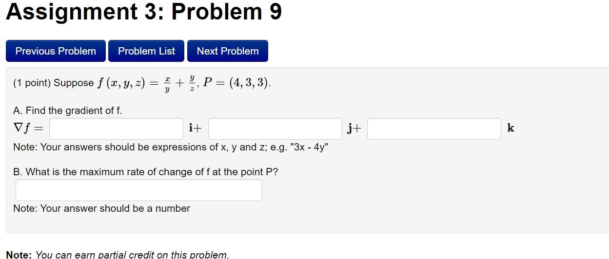 Solved Assignment 3 Problem 9 Previous Problem Problem List 0337