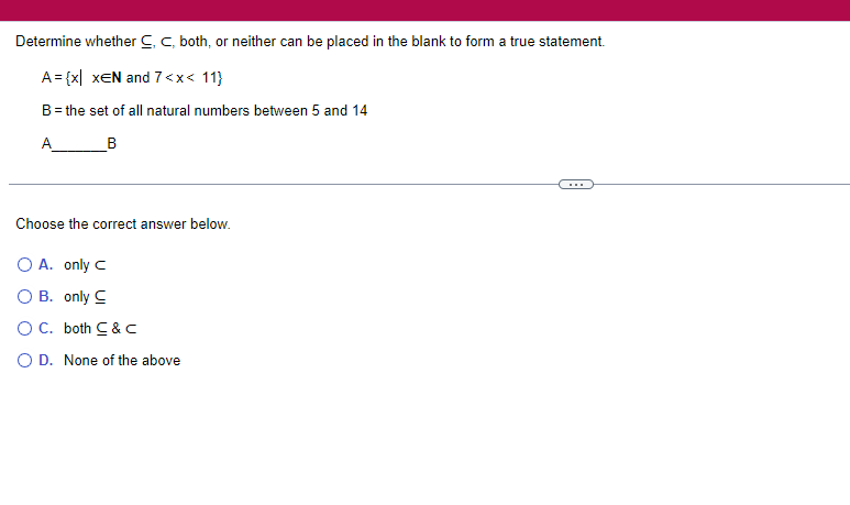 Solved Determine whether sube,sub, both, or neither can be | Chegg.com