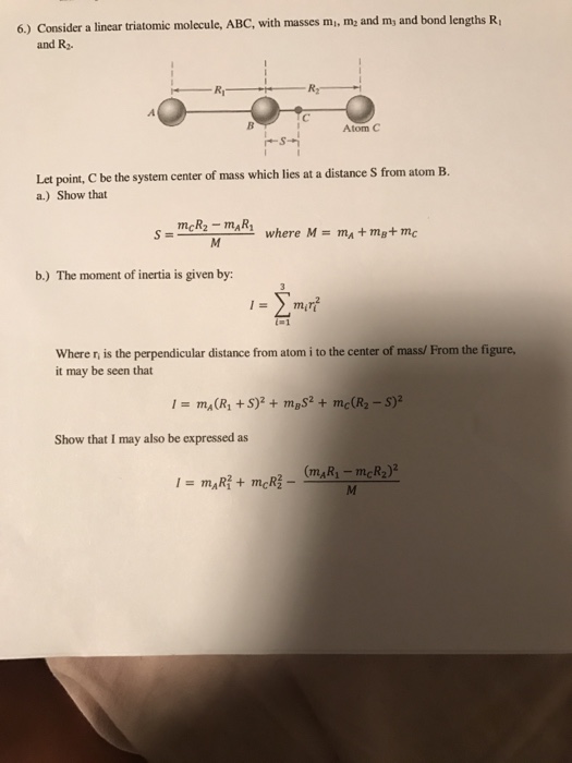 Solved Consider a linear diatomic molecule, ABC, with masses | Chegg.com