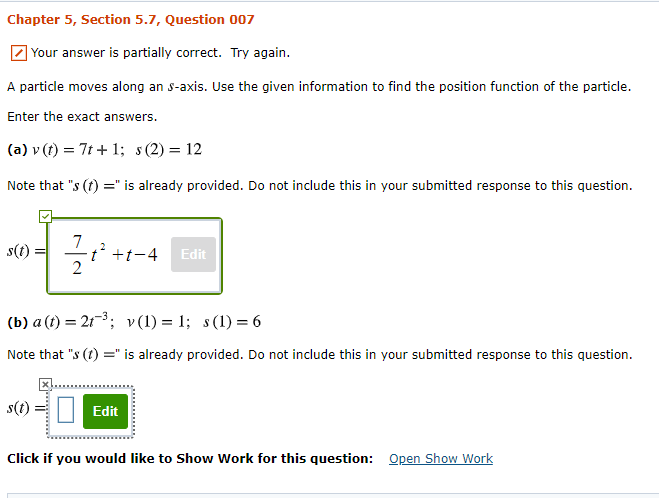 Solved Chapter 5, Section 5.7, Question 007 Your answer is | Chegg.com