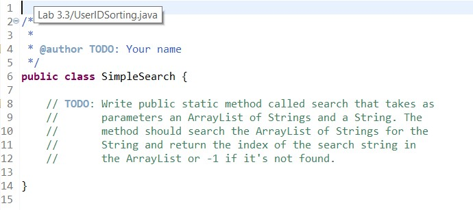 Solved Complete the class defined in SimpleSearch.java so | Chegg.com