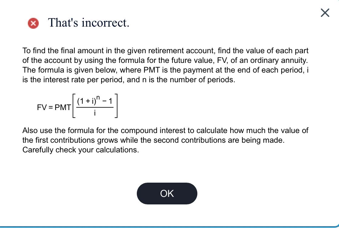 Solved Find the final amount in the following retirement | Chegg.com
