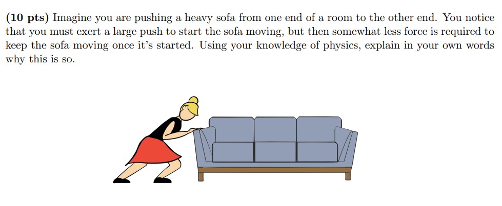 Solved (10 pts) Imagine you are pushing a heavy sofa from | Chegg.com