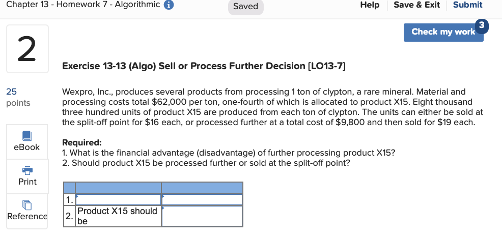 Solved Chapter 13 - Homework 7 - Algorithmic i Saved Help | Chegg.com