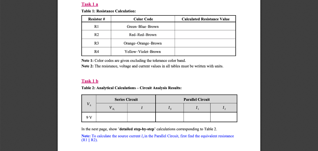 Solved Task 1: Theoretical Calculations - Circuit Analysis | Chegg.com Solved Task 1: Theoretical Calculations - Circuit Analysis | Chegg.com