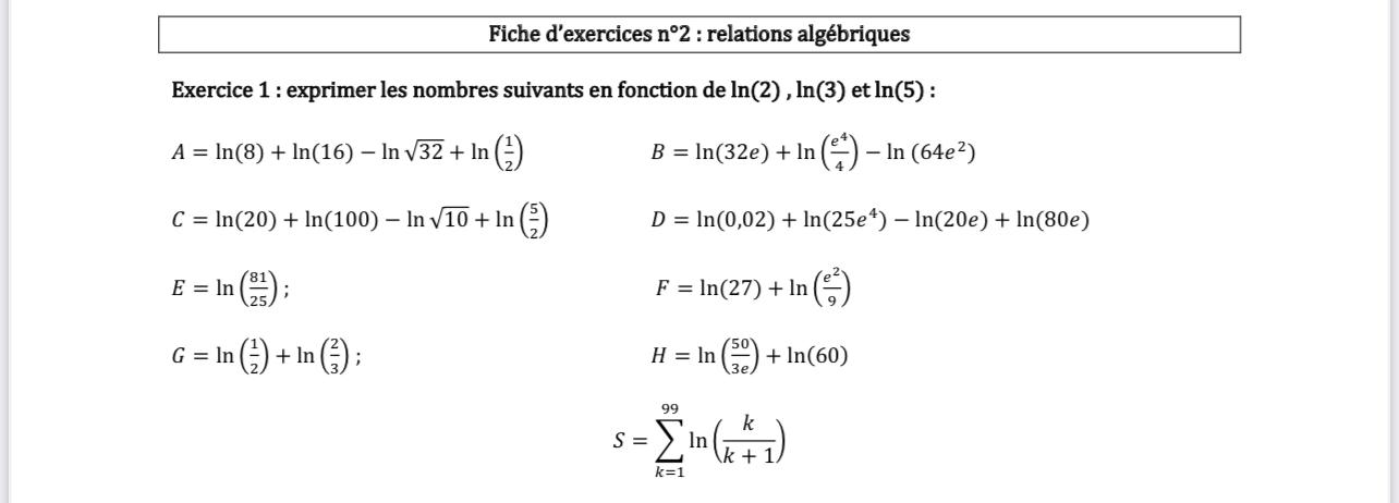 Solved express the following numbers in terms of ln(2) , | Chegg.com