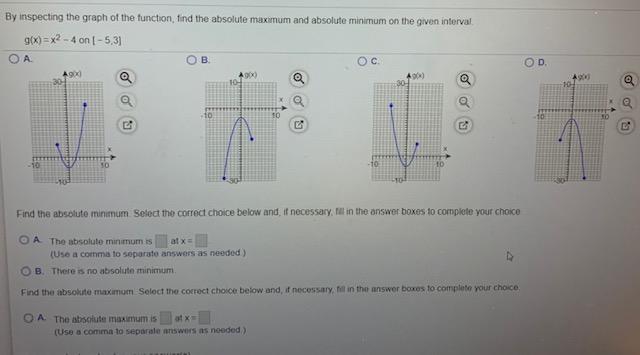 Solved By inspecting the graph of the function, find the | Chegg.com