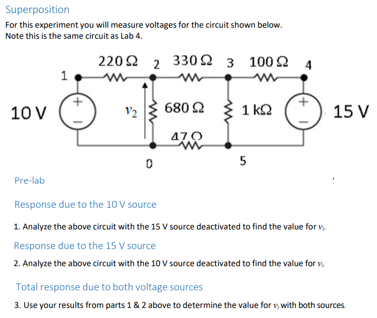 Solved For this experiment you will measure voltages for the | Chegg.com
