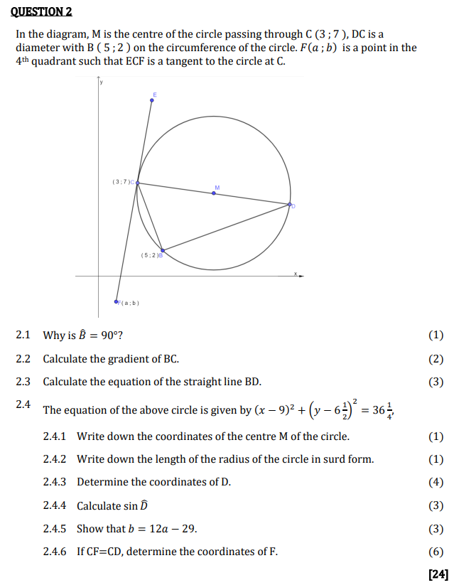 Solved In the diagram, M is the centre of the circle passing | Chegg.com