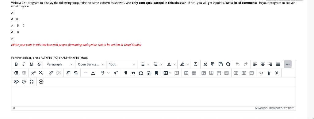 Solved Write a C++ program to display the following output | Chegg.com