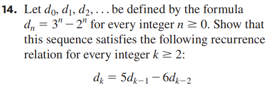 4. Let d0,d1,d2,… be defined by the formula dn=3n−2n | Chegg.com