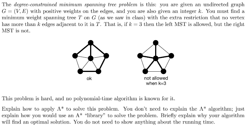 The degree-constrained minimum spanning tree problem | Chegg.com