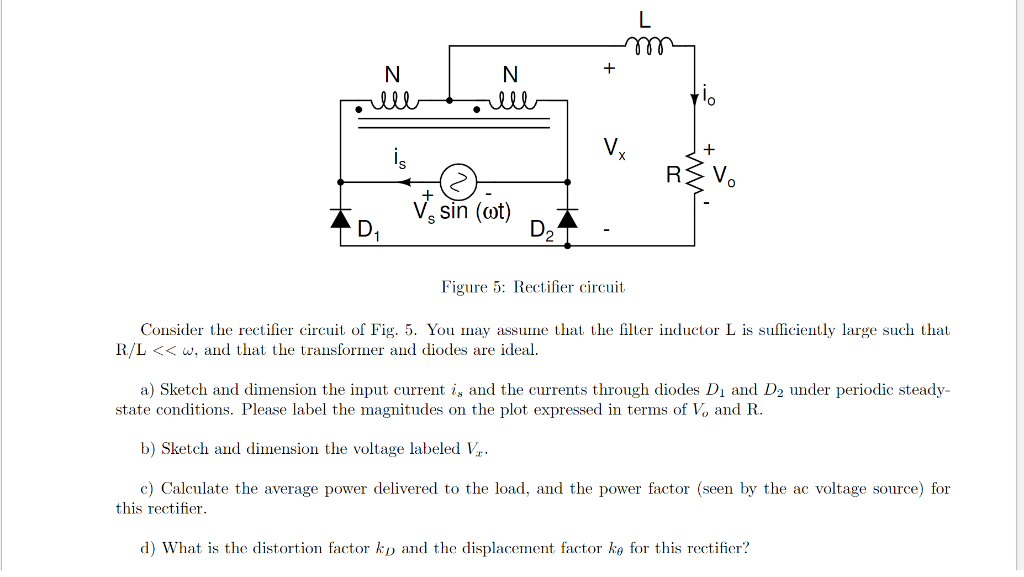 Figure 5: Rectifier circuit Consider the rectifier | Chegg.com