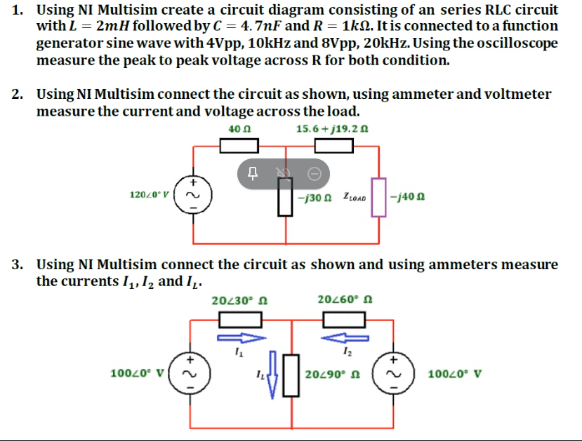Solved 1. Using NI Multisim create a circuit diagram | Chegg.com