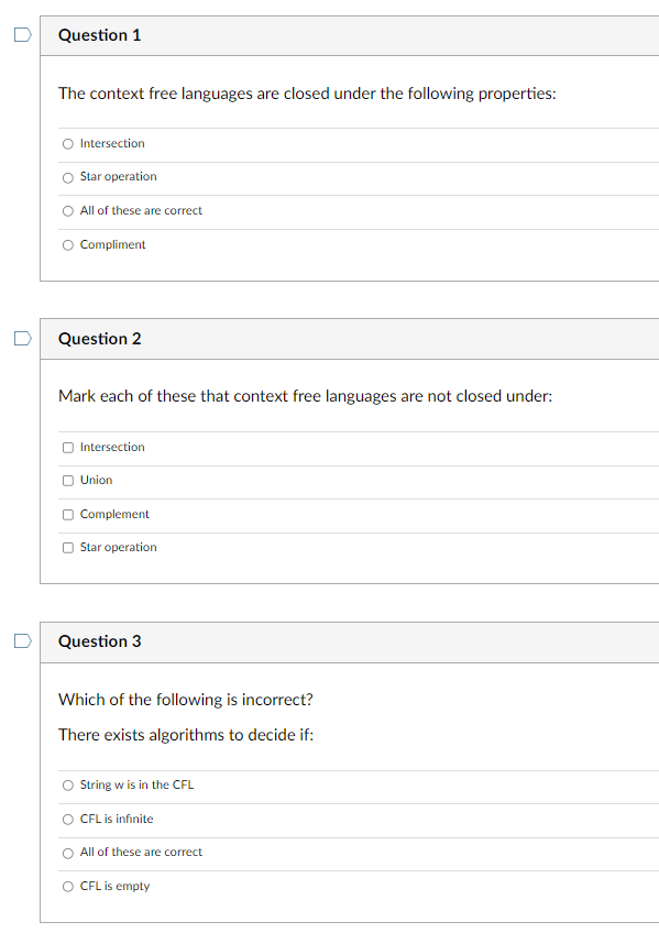 Solved Question 1 The context free languages are closed | Chegg.com