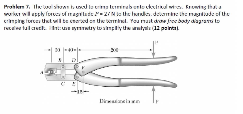 Solved Problem 7. The tool shown is used to crimp terminals | Chegg.com