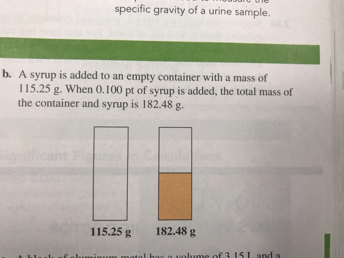 specific gravity of a urine sample. b. A syrup is | Chegg.com