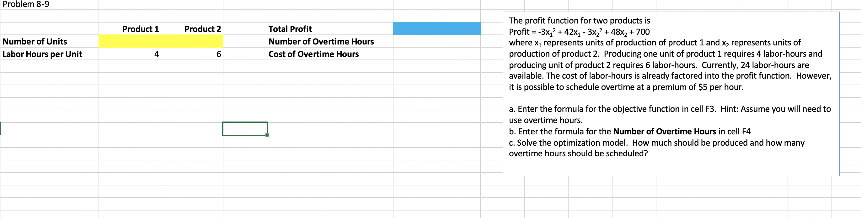 Solved Problem 8-9 Product 1 Product 2 Number of Units Labor | Chegg.com