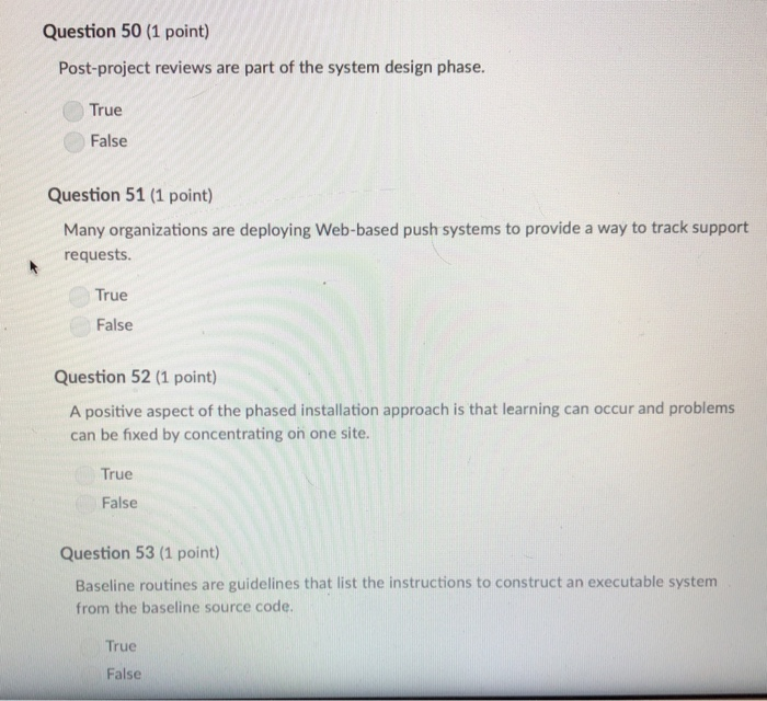 Solved Question 50 (1 point) Post-project reviews are part | Chegg.com