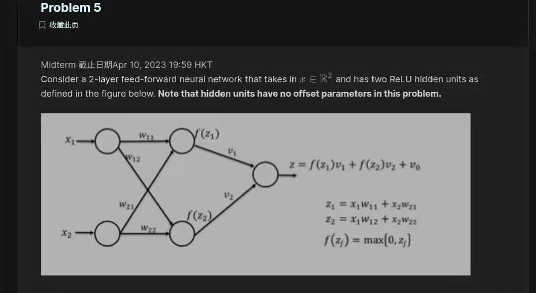 Solved Midterm 截止日期Apr 10, 2023 19:59 HKT Consider a 2-layer | Chegg.com