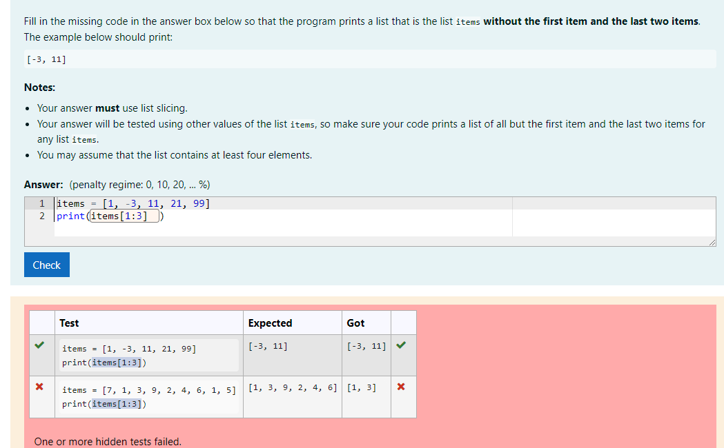Solved I passed the first test but failed the second one. | Chegg.com
