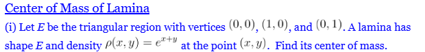 Solved Center of ﻿Mass of ﻿Lamina(i) ﻿Let E be ﻿the | Chegg.com