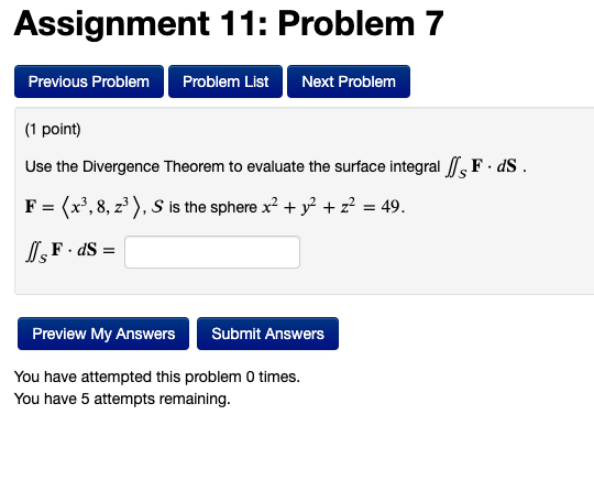 Solved Assignment 11: Problem 7 Previous Problem Problem | Chegg.com Solved Assignment 11: Problem 7 Previous Problem Problem | Chegg.com