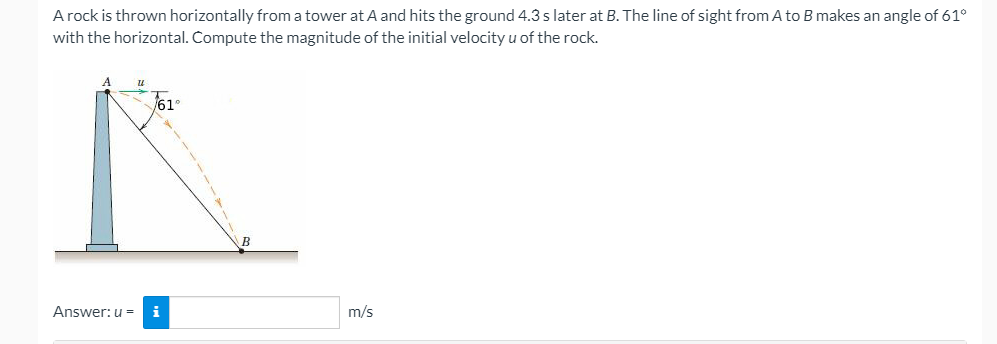 Solved A rock is thrown horizontally from a tower at A and | Chegg.com