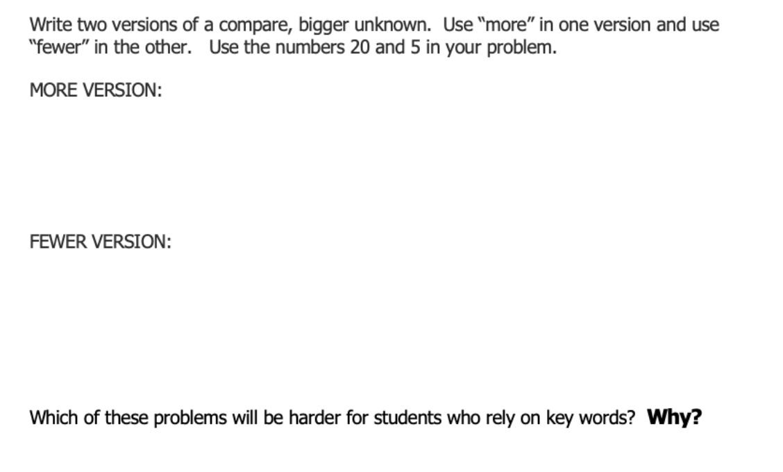 Solved write a word problem using more and fewer than and | Chegg.com