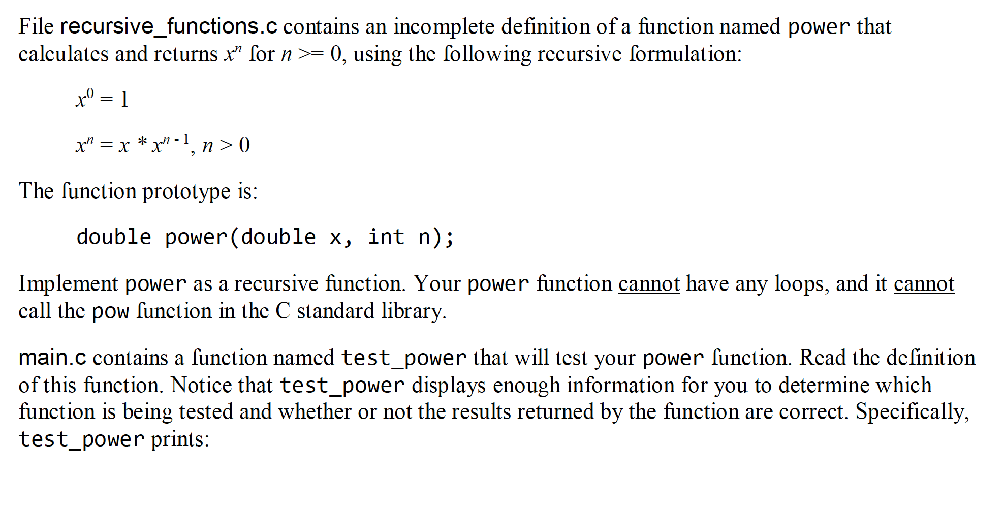 Solved File recursive_functions.c contains an incomplete | Chegg.com
