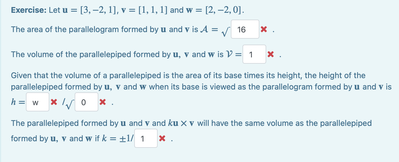 Solved Exercise: Let u=[3,−2,1],v=[1,1,1] and w=[2,−2,0]. | Chegg.com