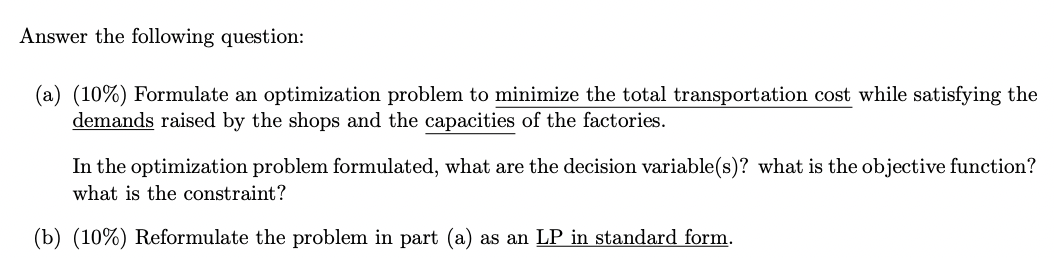 Solved Optimization Methods - Linear Algebra and Modeling | Chegg.com