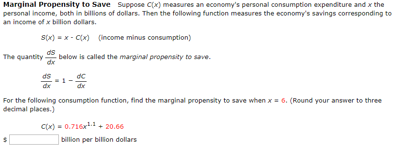 Solved Marginal Propensity to Save Suppose C(x) measures an | Chegg.com