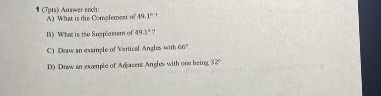 Solved 1 (7pts) Answer each: A) What is the Complement of | Chegg.com