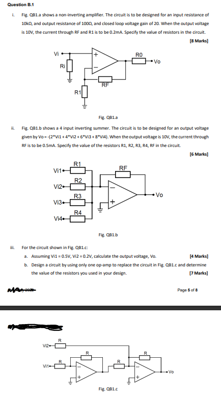 Solved i. a Question B.1 Fig. QB1.a shows a non-inverting | Chegg.com
