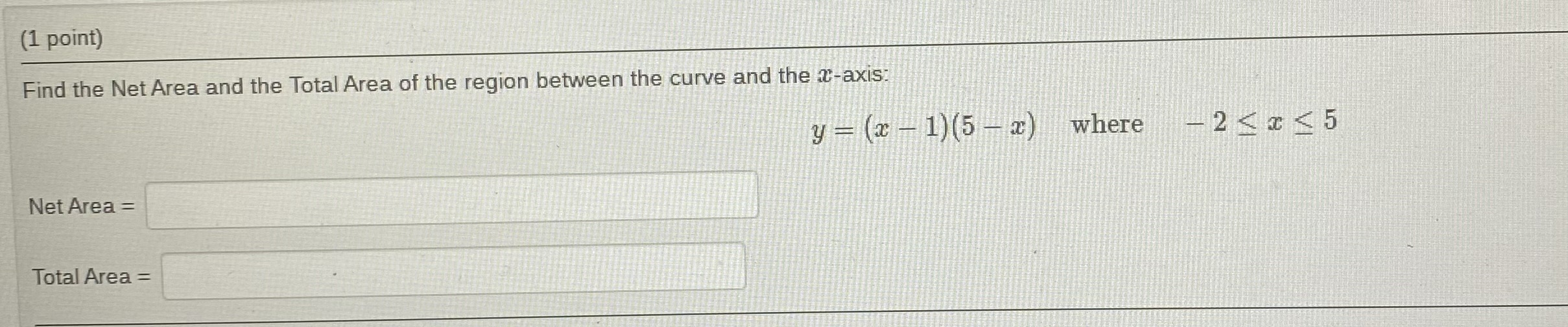 Solved (1 ﻿point)Find the Net Area and the Total Area of the | Chegg.com