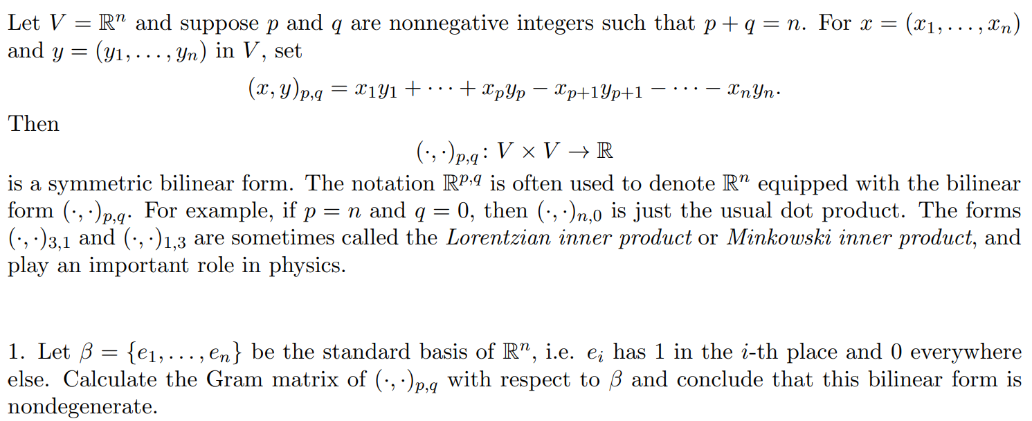 Solved - = Let V =R” and suppose p and q are nonnegative | Chegg.com