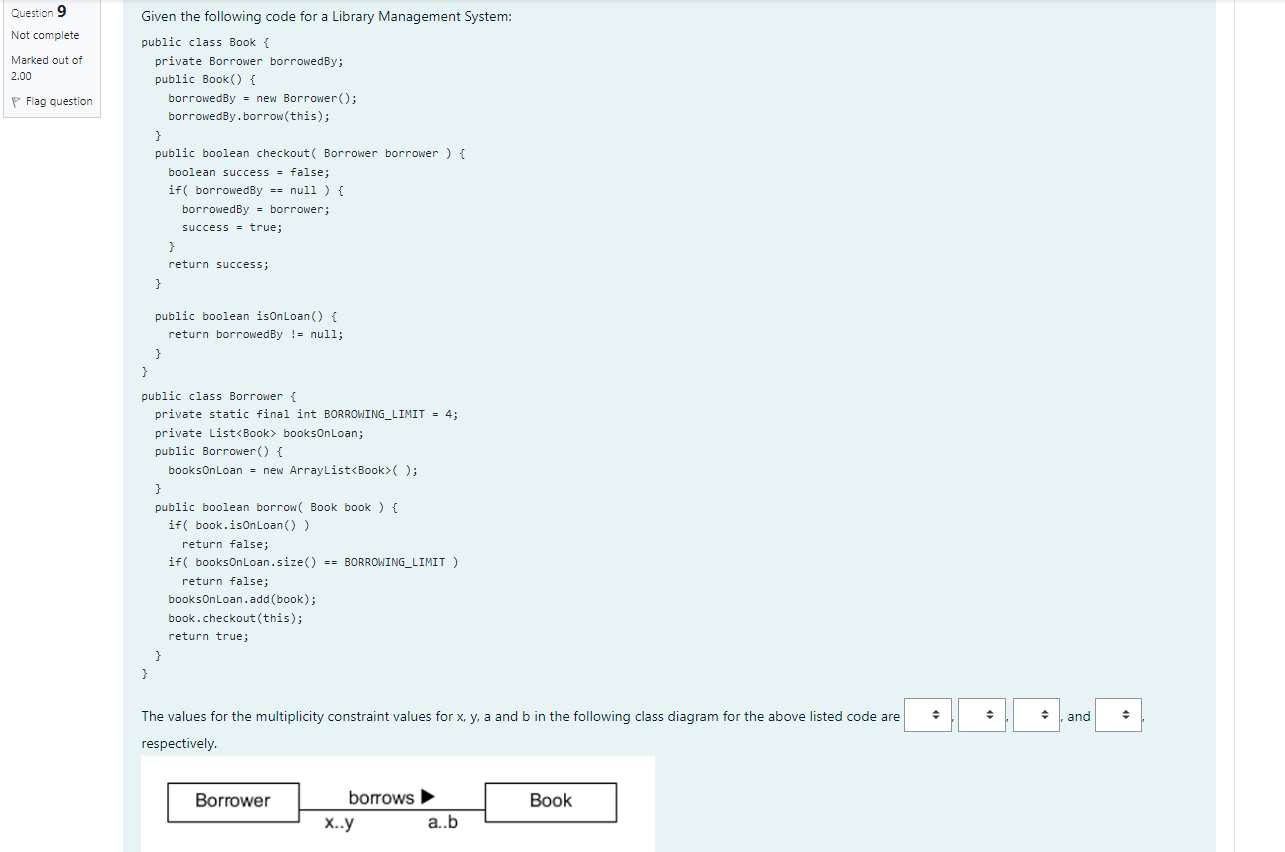 Solved Question 9 Not complete Marked out of 2.00 P Flag | Chegg.com