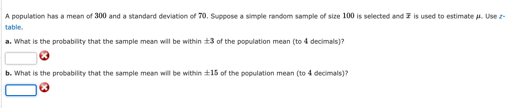 Solved A population has a mean of 300 and a standard | Chegg.com