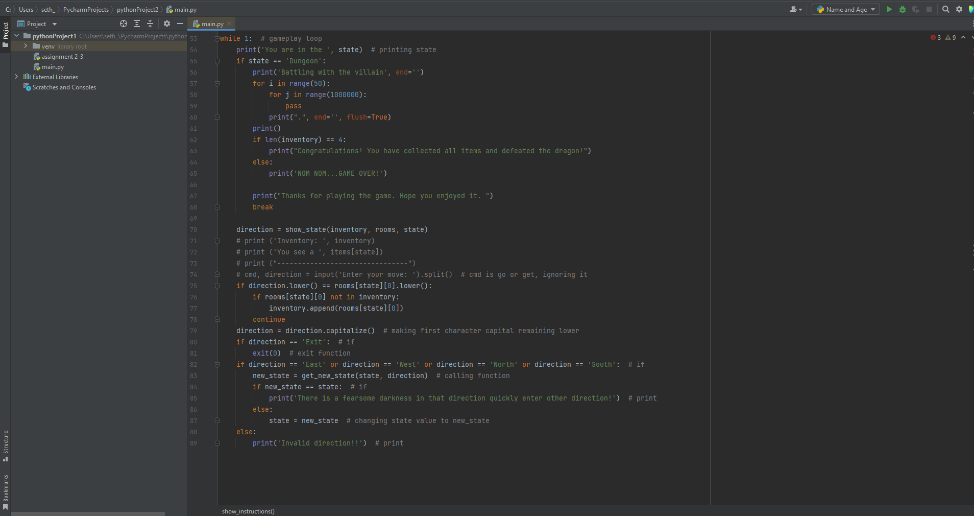 Solved 03 A9 Av Project - 01 - to main.py python Project 1 | Chegg.com