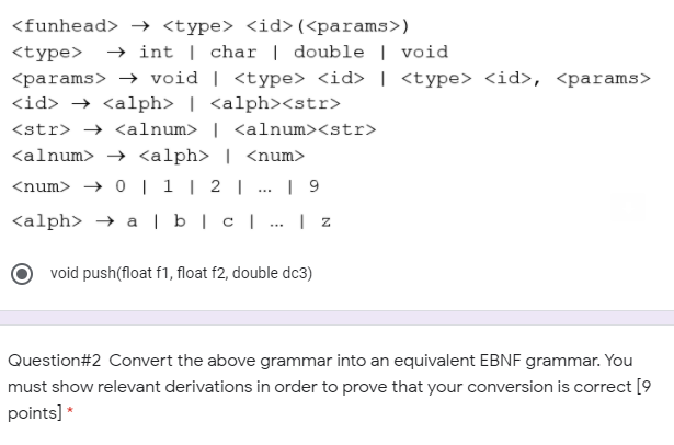 Solved → () → int | char | double | void → void | | | Chegg.com