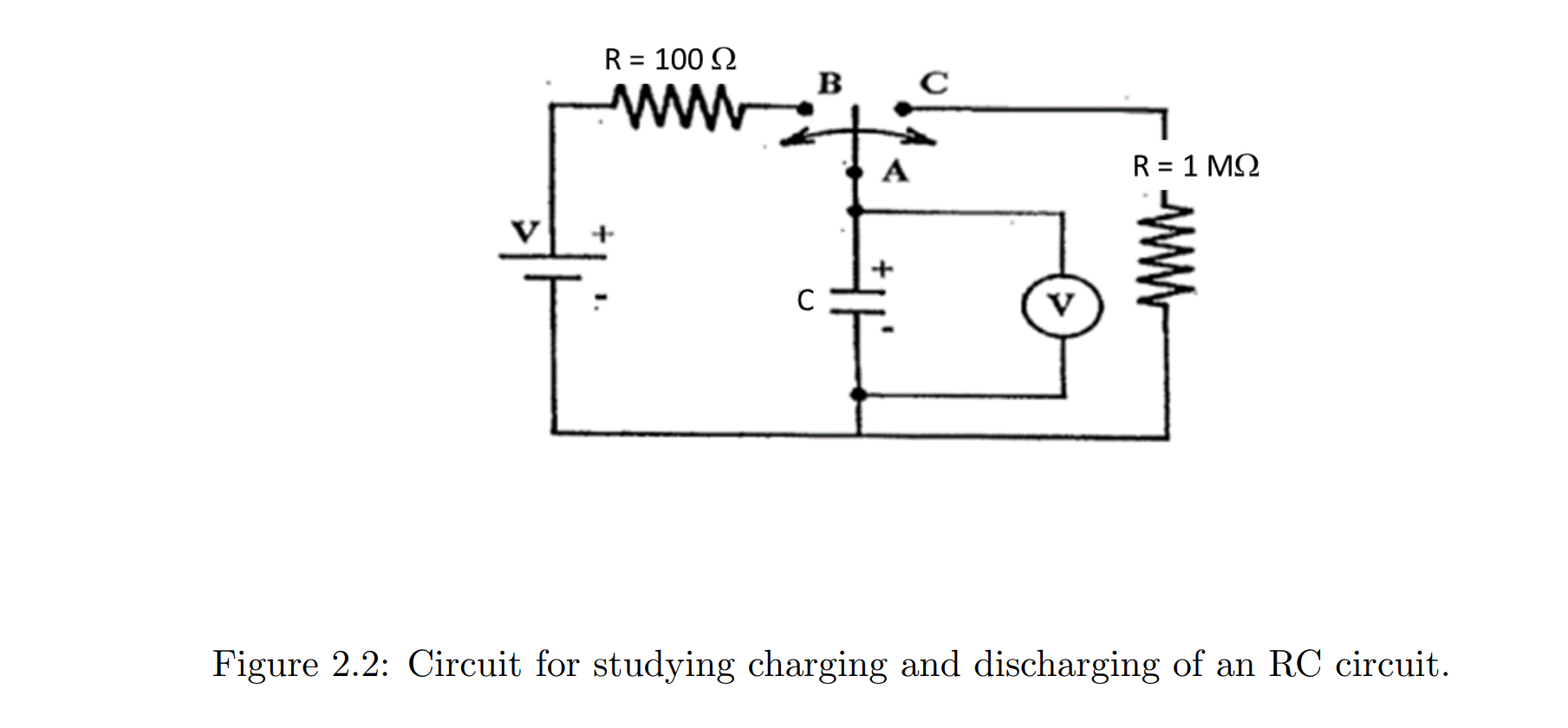 Solved Figure 2.2: Circuit for studying charging and | Chegg.com