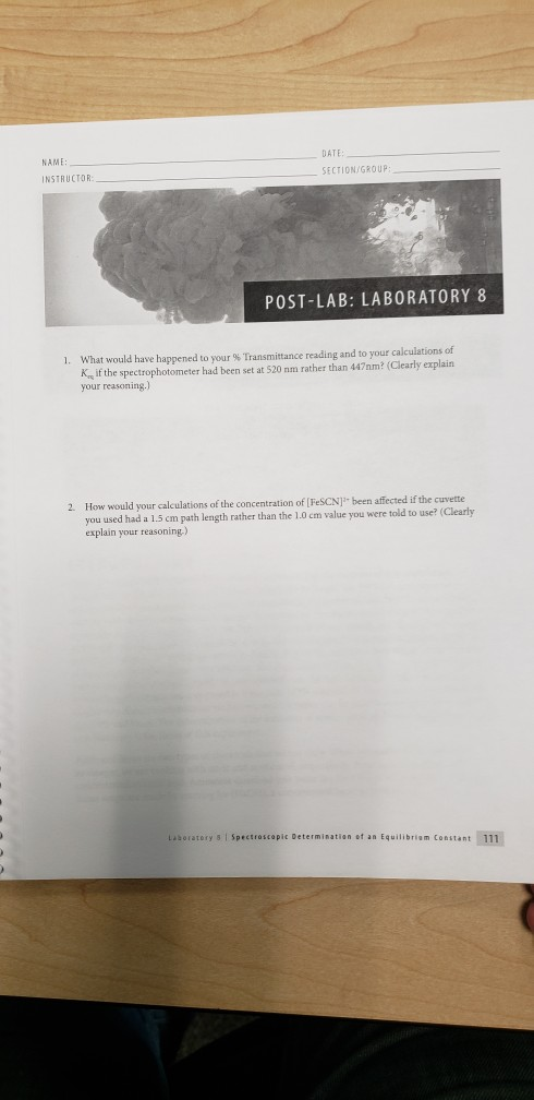 Solved DATE: SECTION/GROUP NAME: INSTRUCTOR POST LAB: | Chegg.com