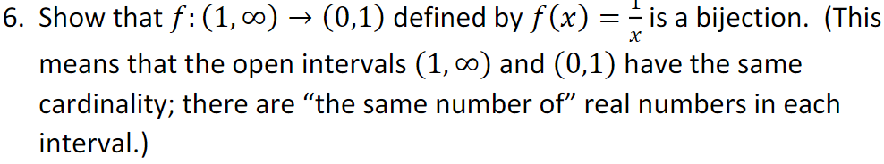 Solved X 6. Show that f:(1,0) = (0,1) defined by f(x) = - is | Chegg.com